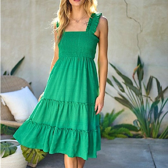 DAVI & DANI | Dresses | New Davi Dani Red Smocked Ruffle Shoulder Strap ...